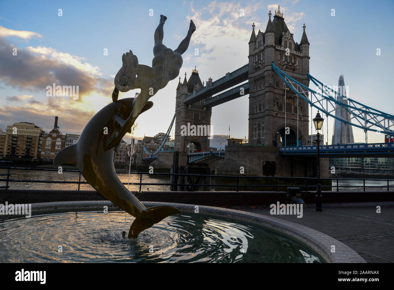 Girl With A Dolphin, statue by David Wynne, on the north bank of the ...