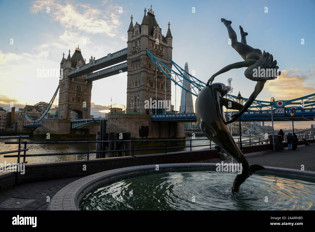 Girl With A Dolphin, statue by David Wynne, on the north bank of the ...