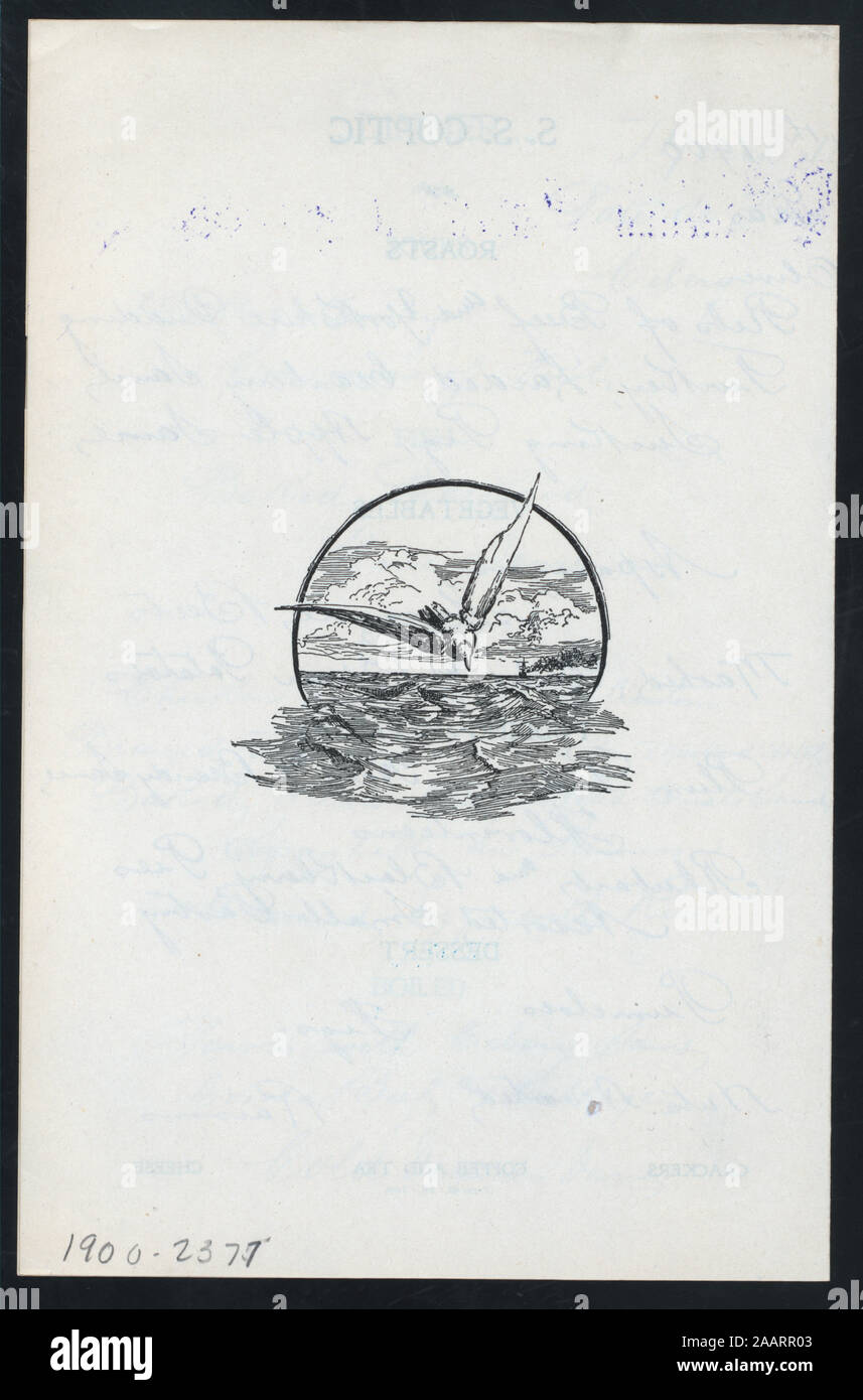 DINNER (held by) OCCIDENTAL & ORIENTAL STEAMSHIP COMPANY (at) SS COPTIC ...