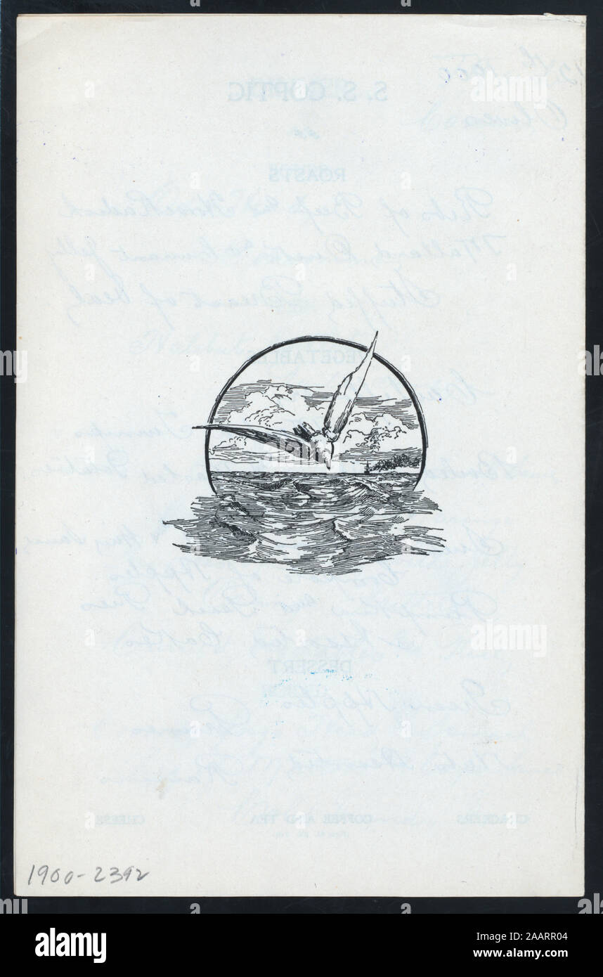 DINNER (held by) OCCIDENTAL & ORIENTAL STEAMSHIP COMPANY (at) SS COPTIC ...