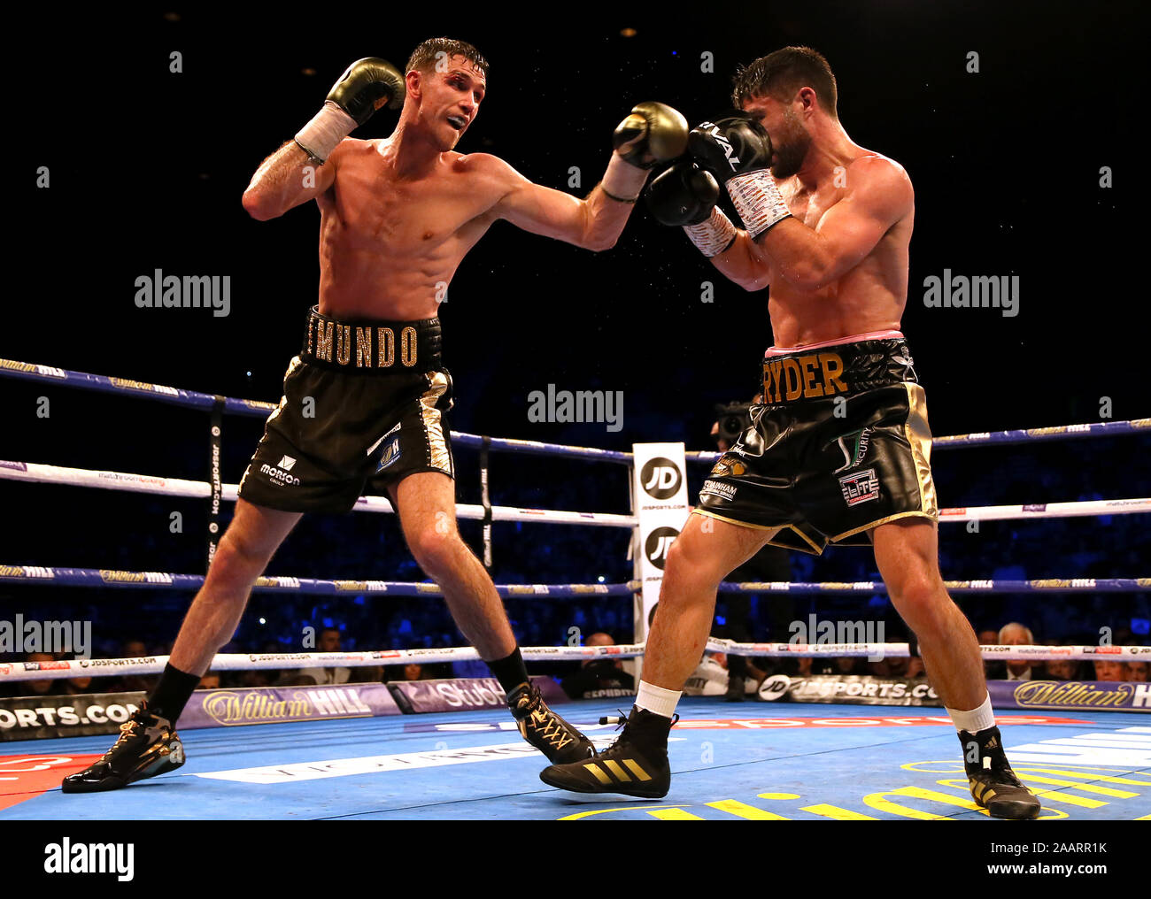 Callum Smith (left) and John Ryder during the WBA World, WBC Diamond ...