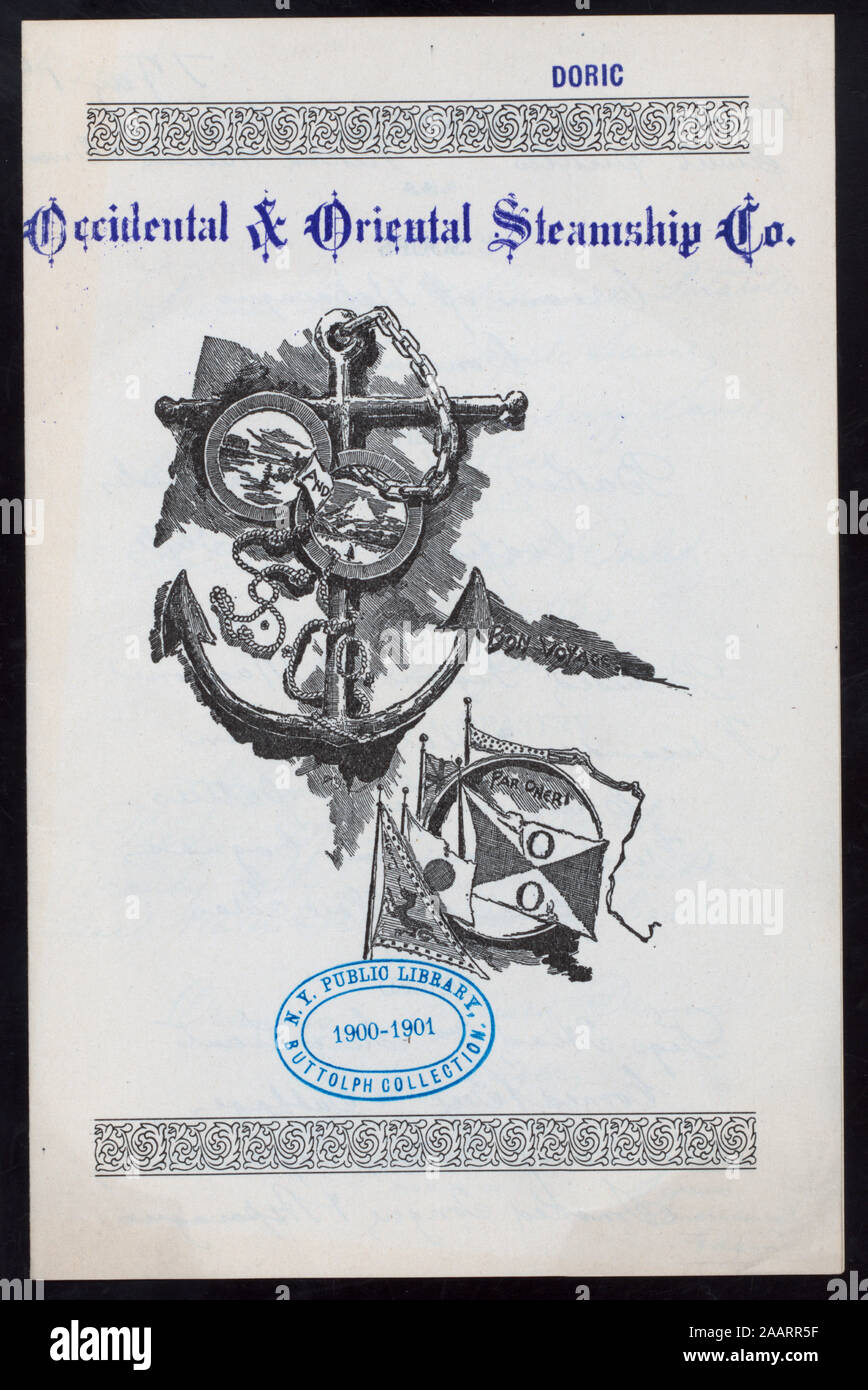 DINNER (held by) OCCIDENTAL & ORIENTAL STEAMSHIP COMPANY (at) SS DORIC ...
