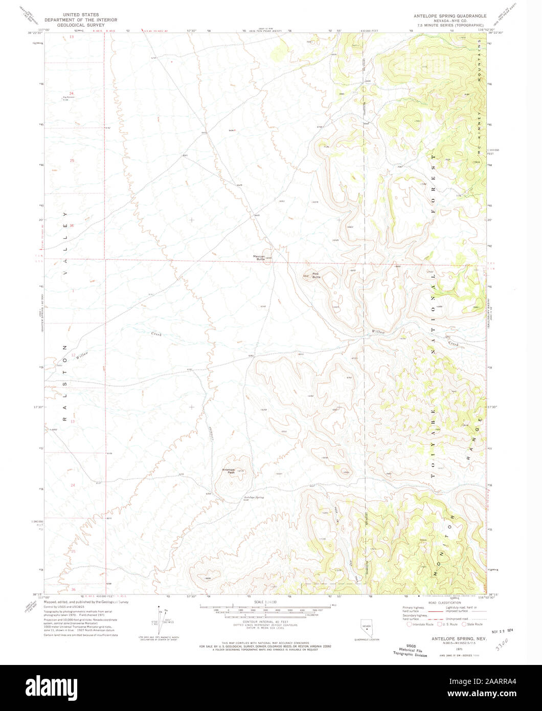 USGS TOPO Map Nevada NV Antelope Spring 317996 1971 24000 Restoration ...