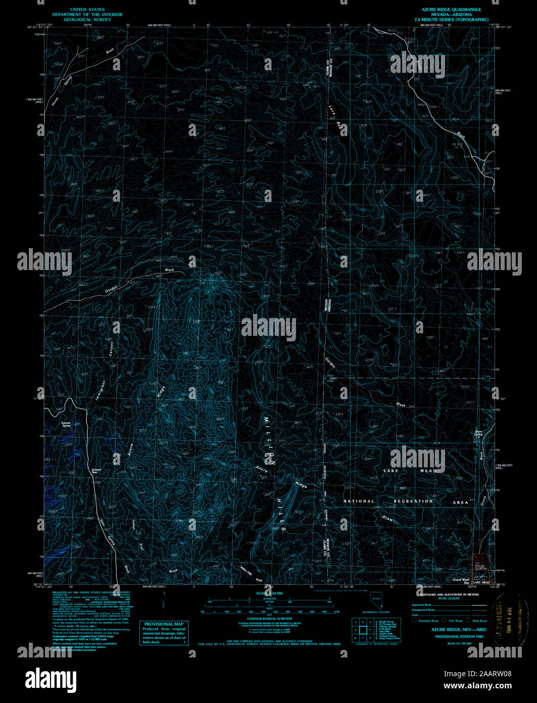 USGS TOPO Map Nevada NV Azure Ridge 318026 1983 24000 Inverted ...