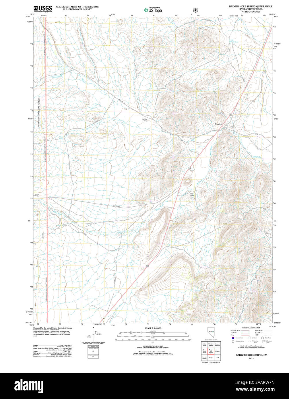 USGS TOPO Map Nevada NV Badger Hole Spring 20120208 TM Restoration ...