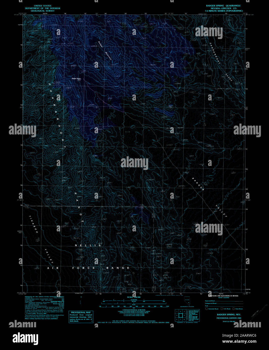 USGS TOPO Map Nevada NV Badger Spring 318035 1983 24000 Inverted ...