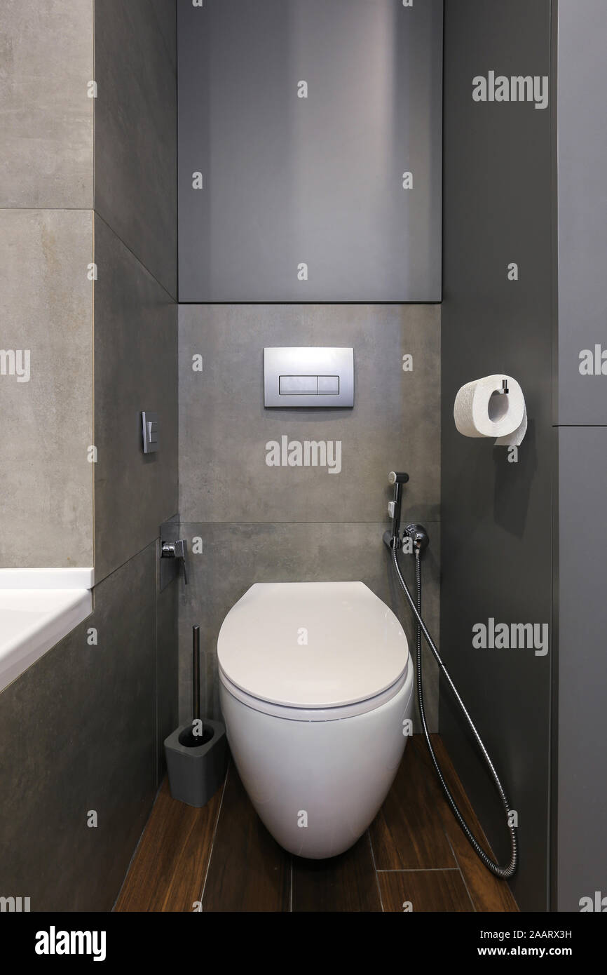 Modern interior of toilet at home Stock Photo - Alamy