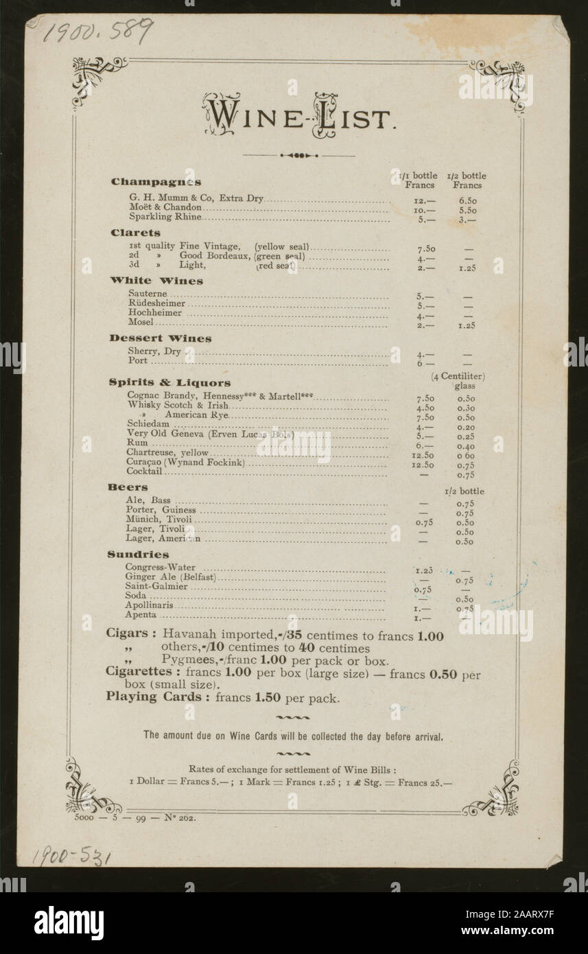 DINNER (held by) RED STAR LINE (at) SS FRIESLAND (SS;) HANDWRITTEN MENU ...