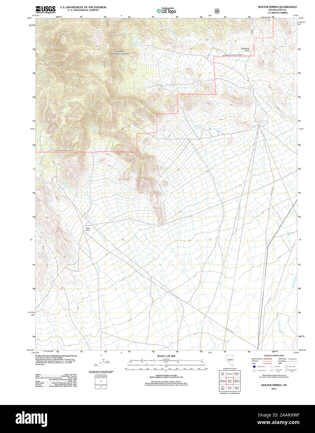 USGS TOPO Map Nevada NV Baxter Spring 20111222 TM Restoration Stock ...