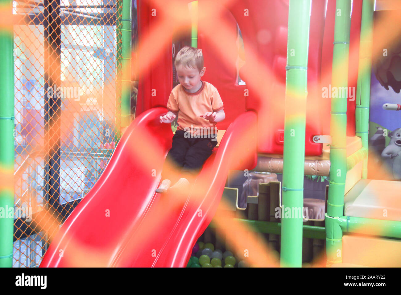 Little boy three years old enjoy playing in the playground Stock Photo ...