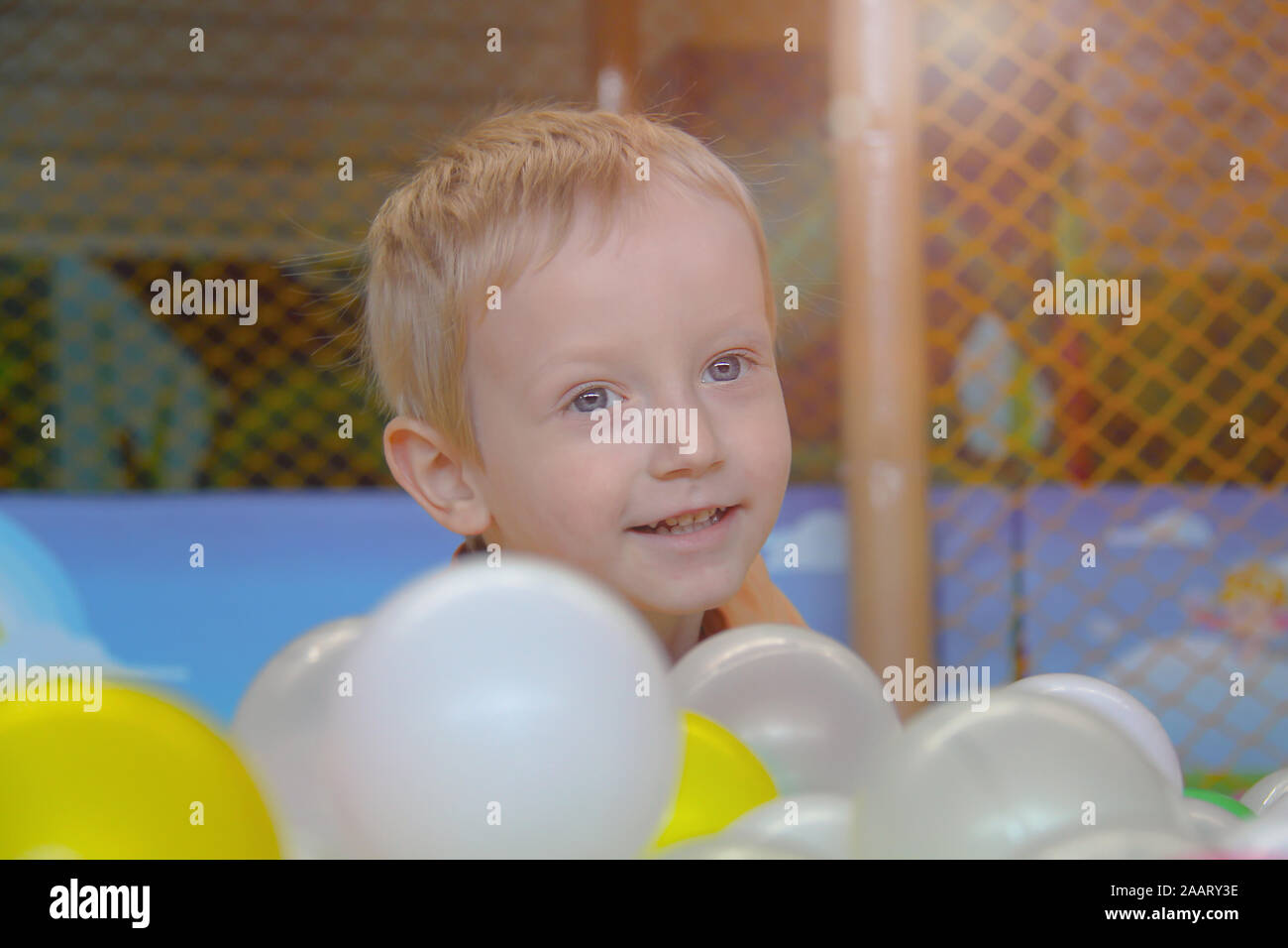 Little boy three years old enjoy playing in the playground Stock Photo ...