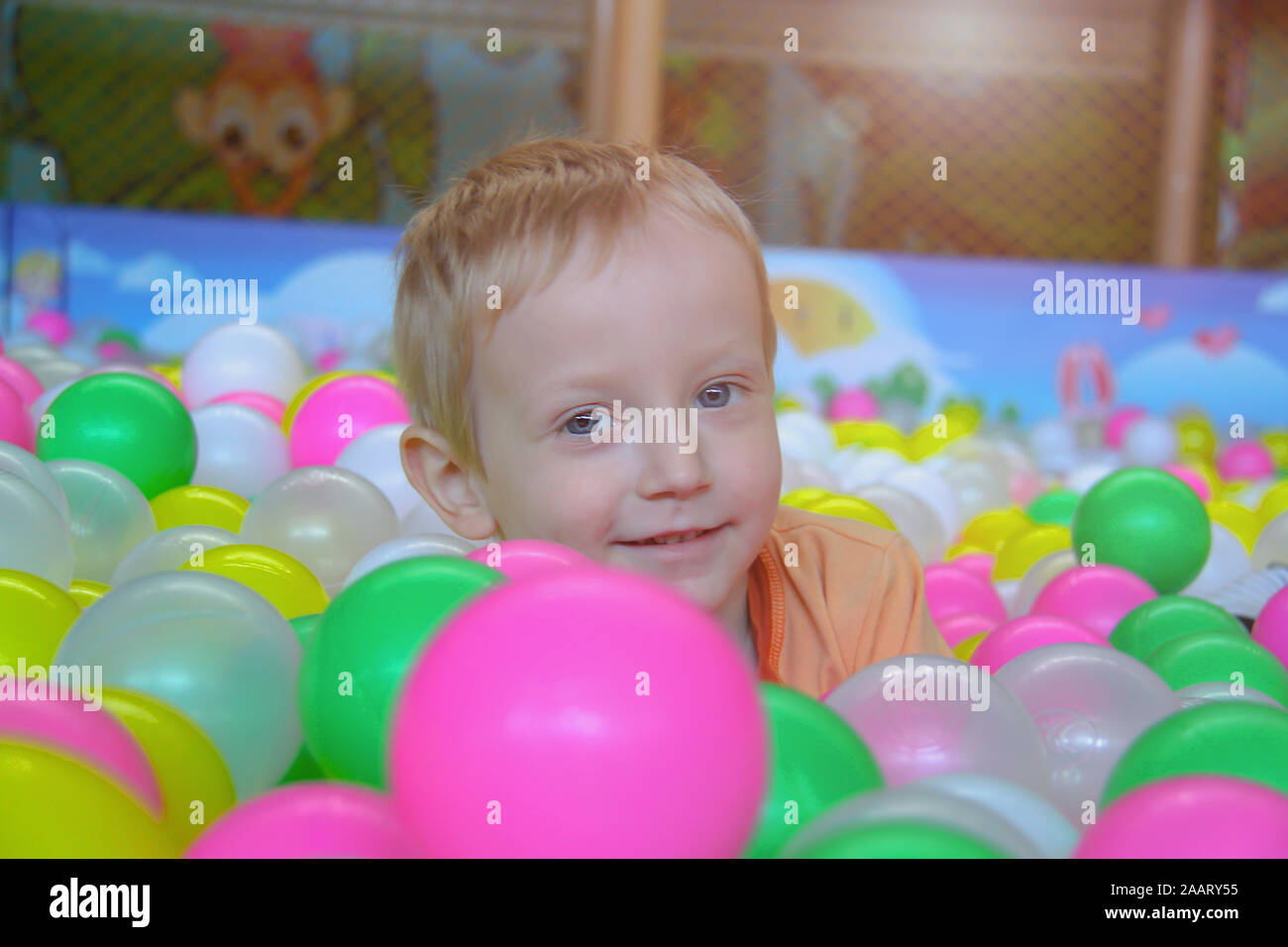 Little boy three years old enjoy playing in the playground Stock Photo ...