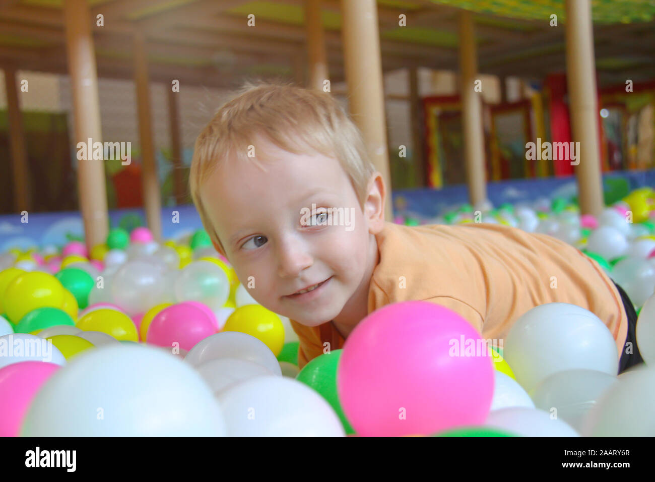 Little boy three years old enjoy playing in the playground Stock Photo ...