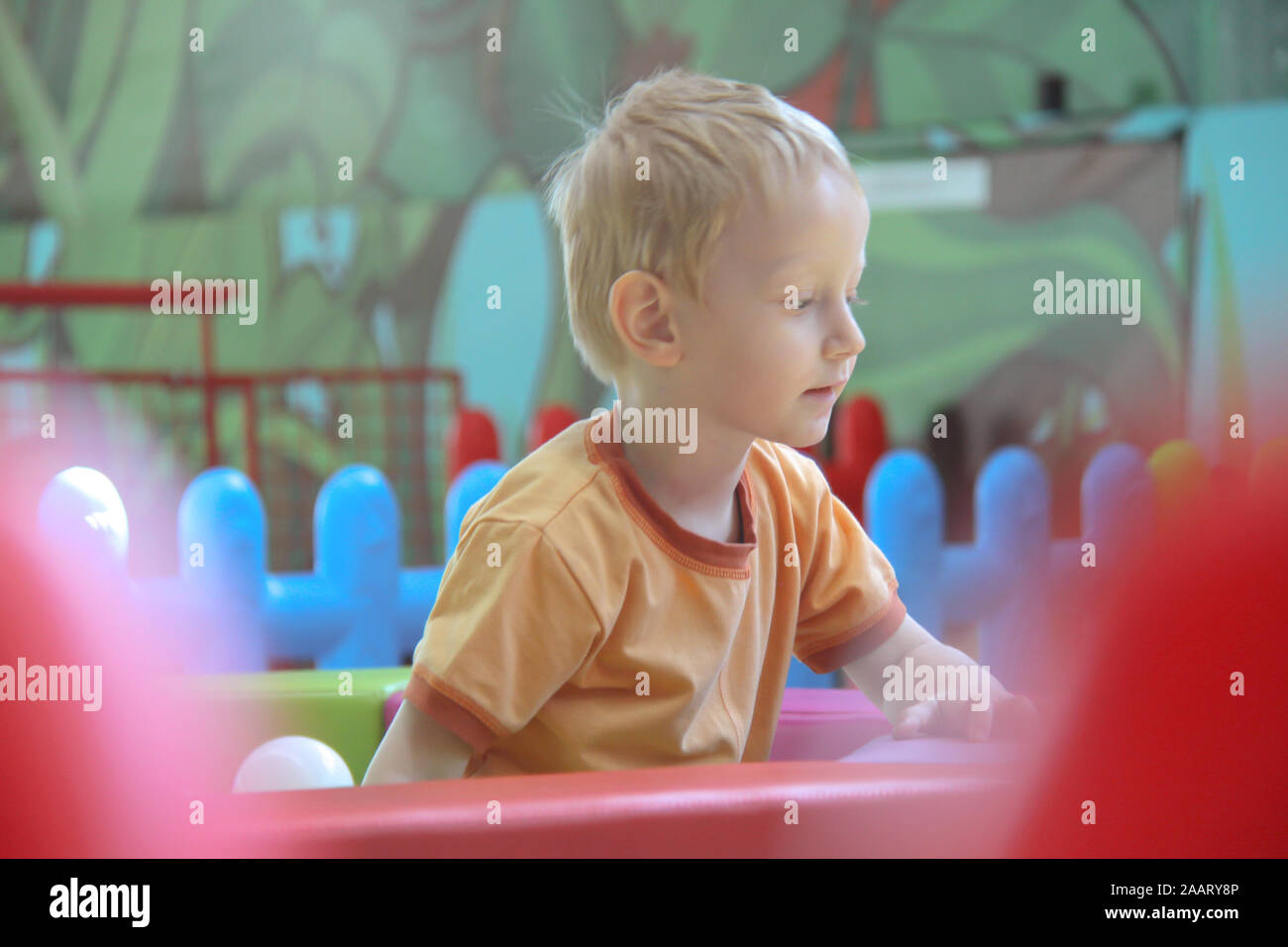 Little boy three years old enjoy playing in the playground Stock Photo ...