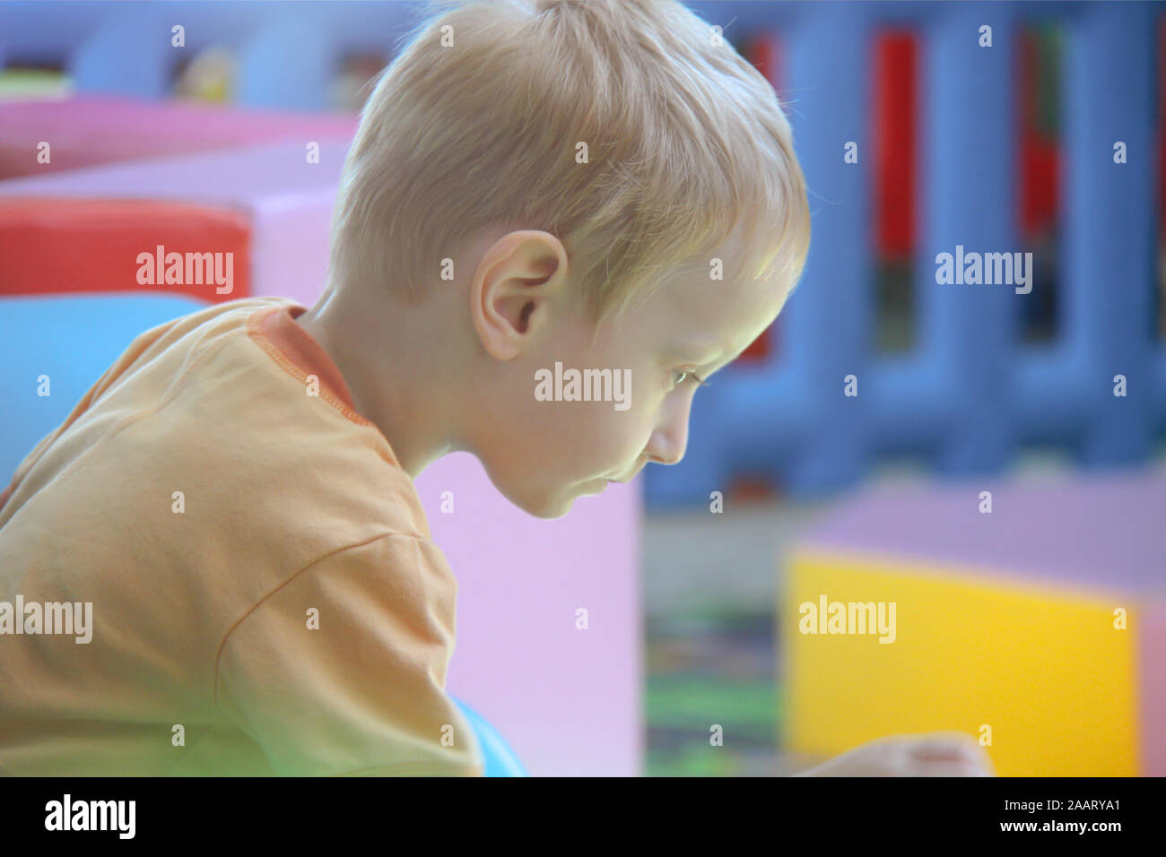 Little boy three years old enjoy playing in the playground Stock Photo ...