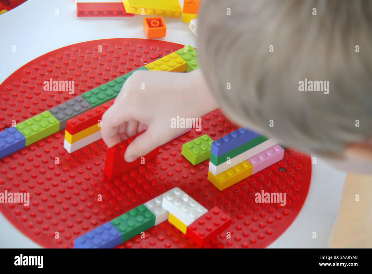 Little boy three years old enjoy playing in the playground Stock Photo ...