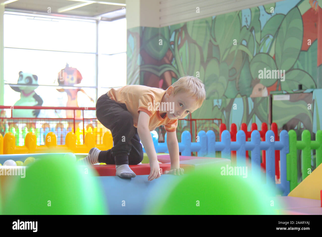 Little boy three years old enjoy playing in the playground Stock Photo ...