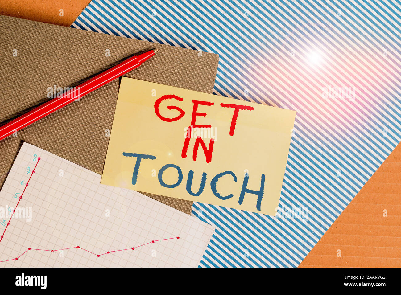 Conceptual hand writing showing Get In Touch. Concept meaning Stay in ...