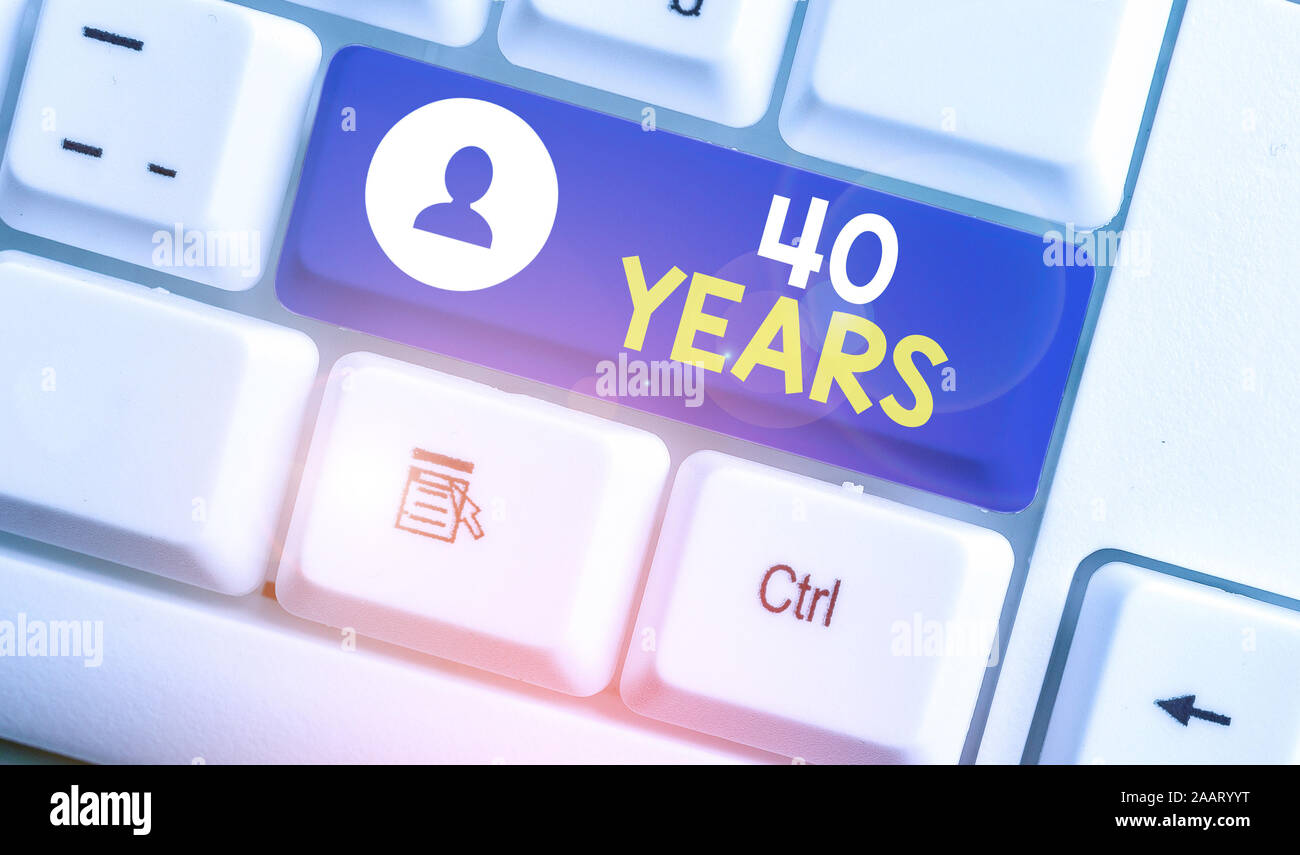 Handwriting text 40 Years. Conceptual photo Remembering or honoring ...