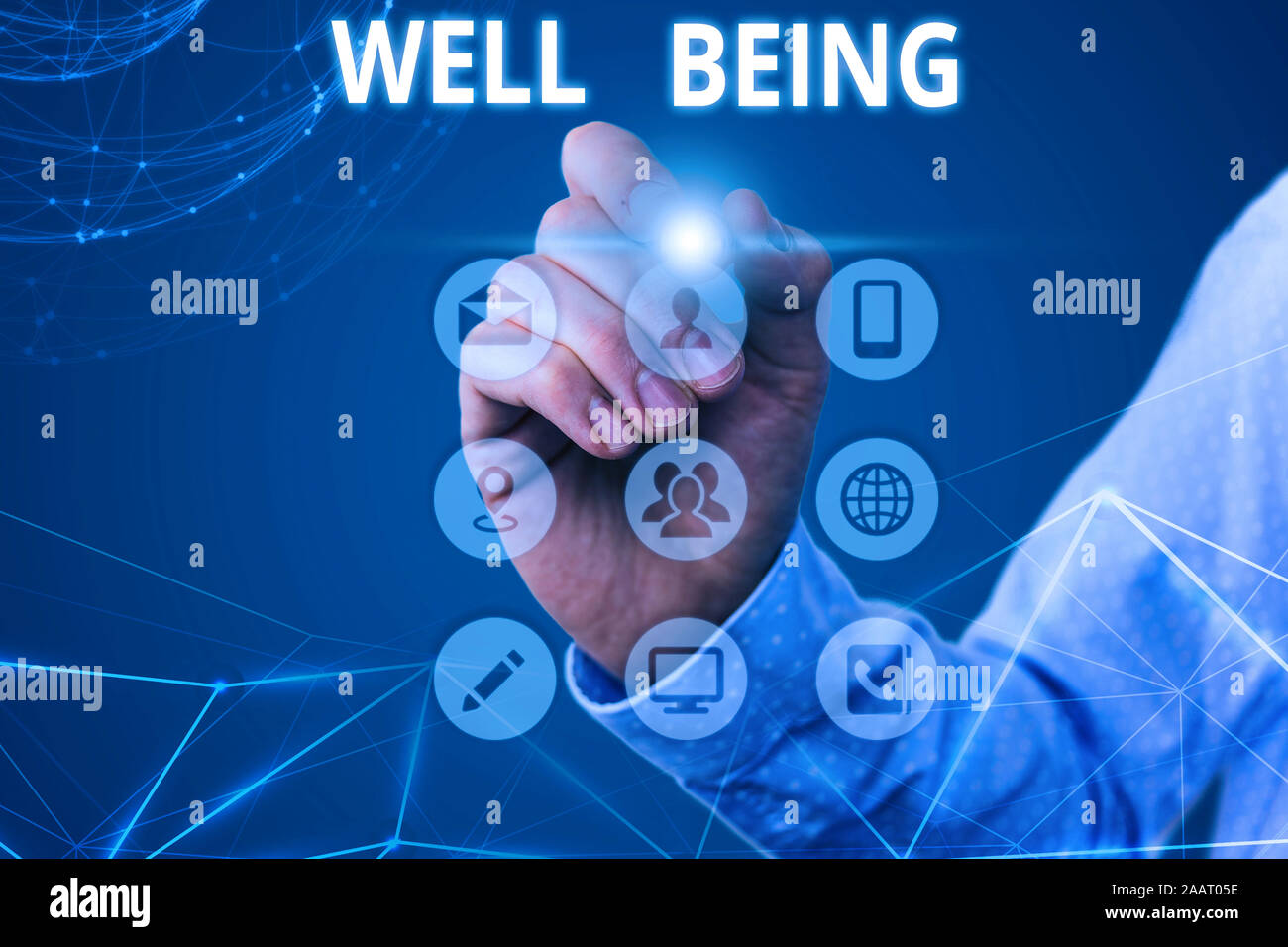 Conceptual hand writing showing Well Being. Concept meaning A good or ...