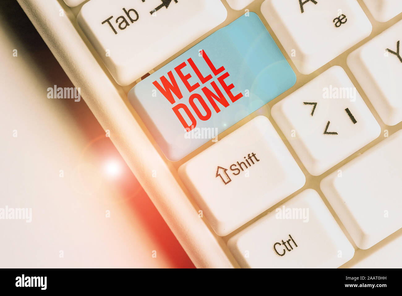 Writing note showing Well Done. Business concept for telling ...