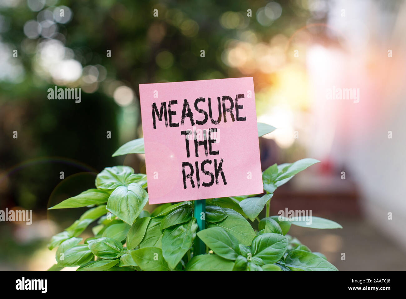 Text sign showing Measure The Risk. Business photo showcasing determine ...