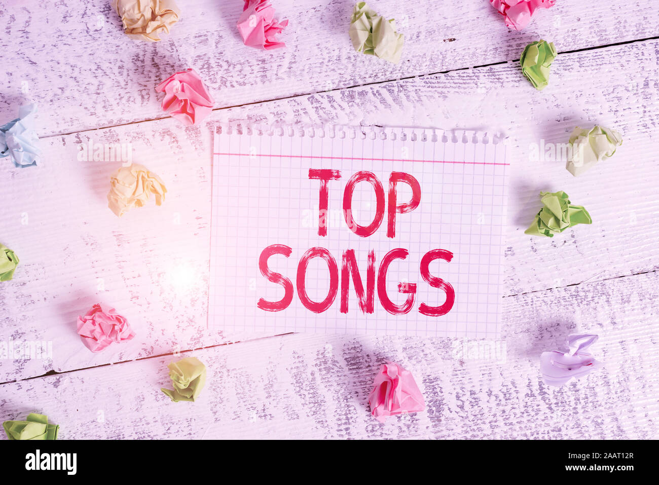 Handwriting text writing Top Songs. Conceptual photo recorded song that ...