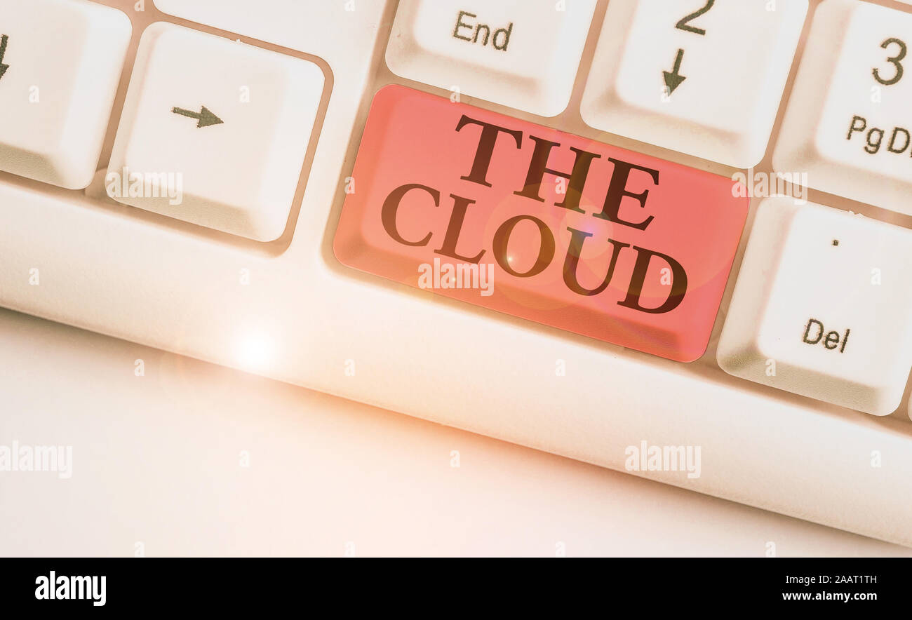 Conceptual hand writing showing The Cloud. Concept meaning Programs used in Storing Accessing ...