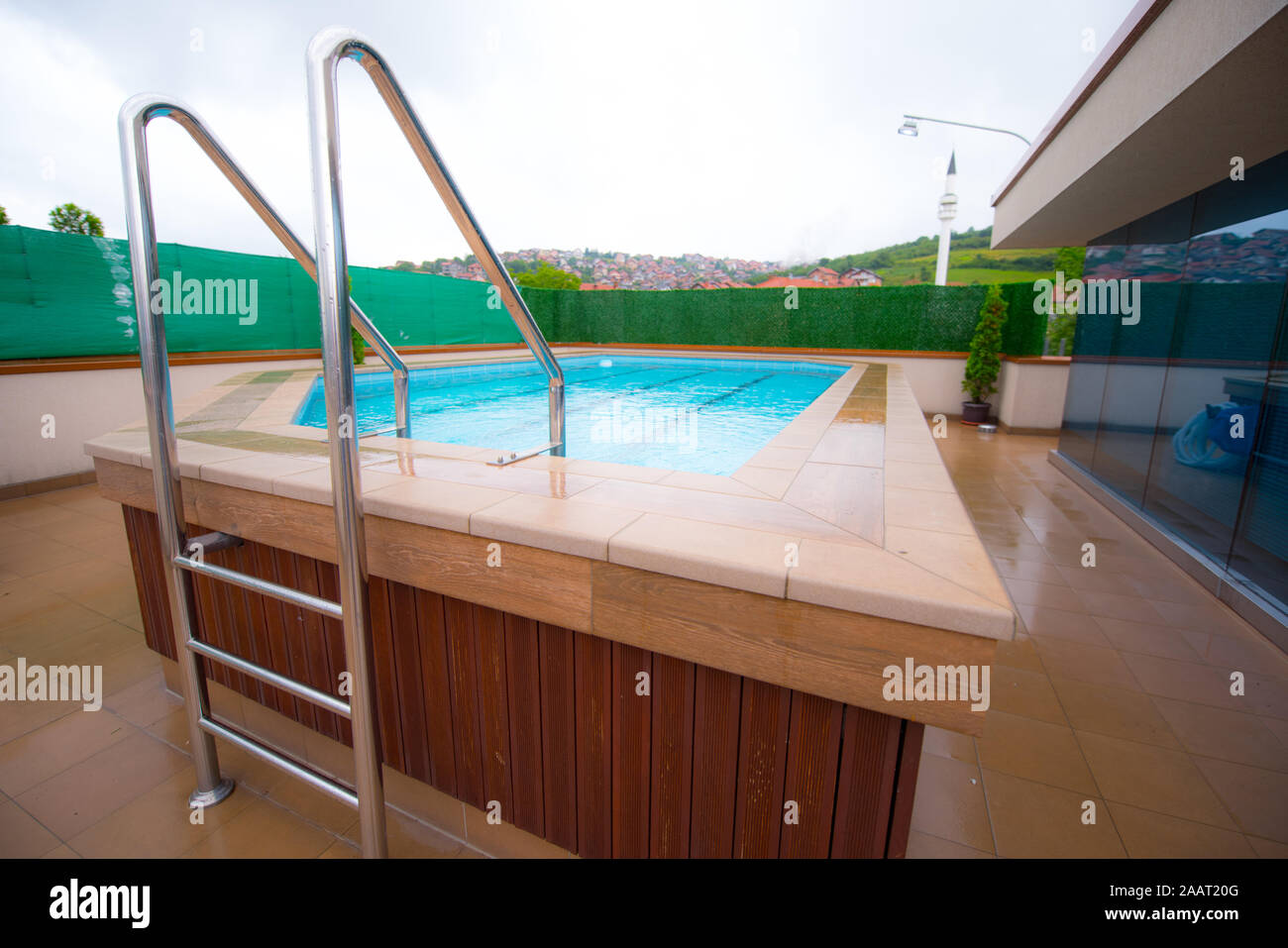 Small swimming pool on the roof, private modern villa house Stock Photo ...