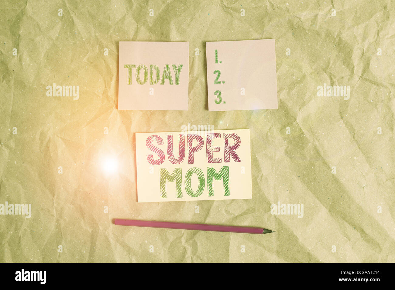 Handwriting text Super Mom. Conceptual photo a mother who can combine ...
