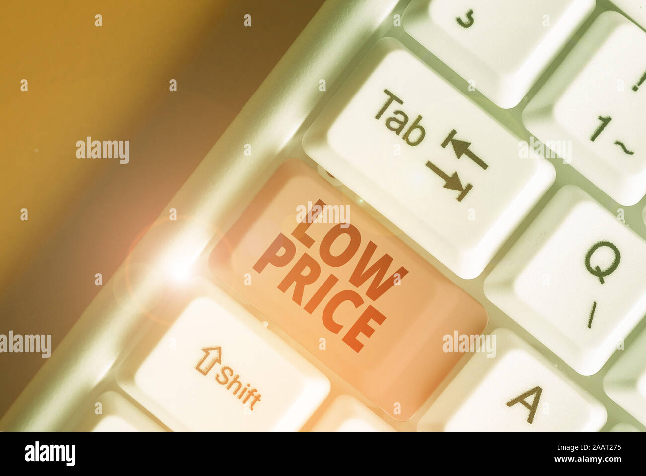 Writing note showing Low Price. Business concept for Price are the ...