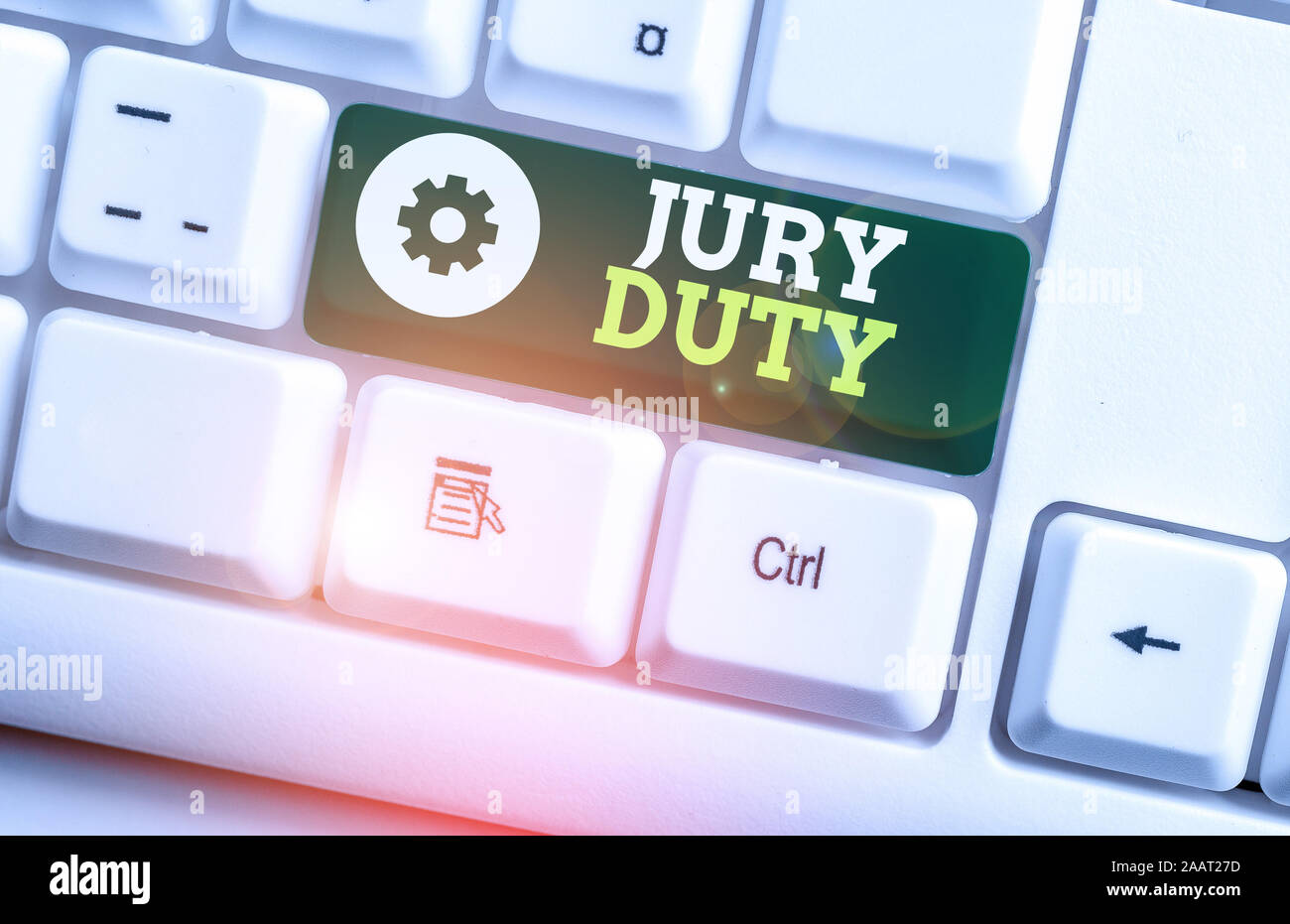 Writing note showing Jury Duty. Business concept for obligation or a ...