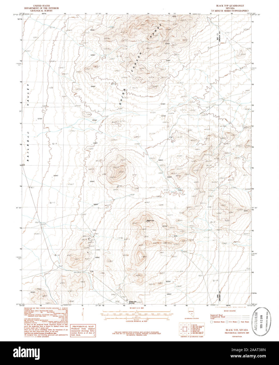 USGS TOPO Map Nevada NV Black Top 318142 1985 24000 Restoration Stock ...