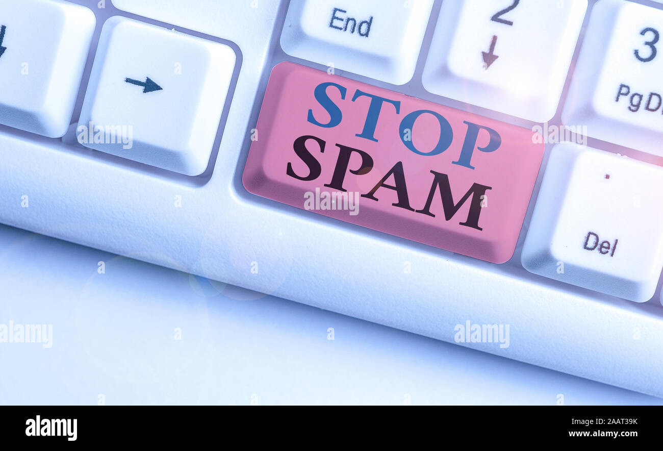 Conceptual hand writing showing Stop Spam. Concept meaning end the ... Conceptual hand writing showing Stop Spam. Concept meaning end the ...