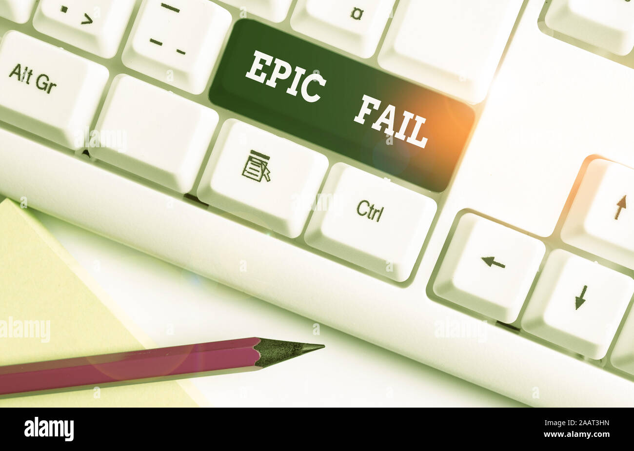 Writing note showing Epic Fail. Business concept for a spectacularly ...