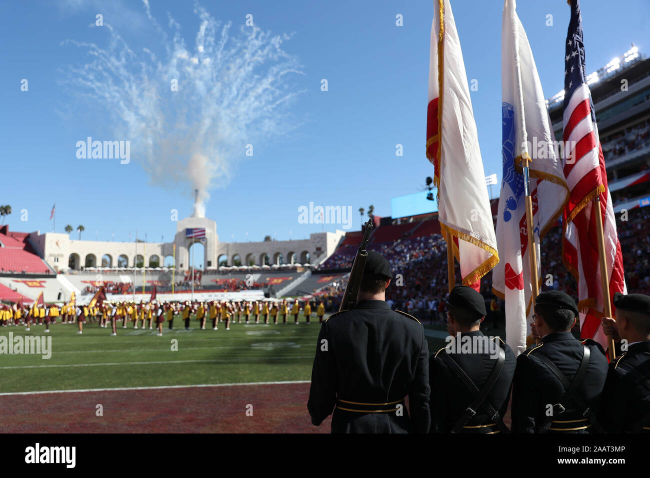 Los Angeles, CA, USA. 23rd Nov, 2019. November 23, 2019: A color guard ...