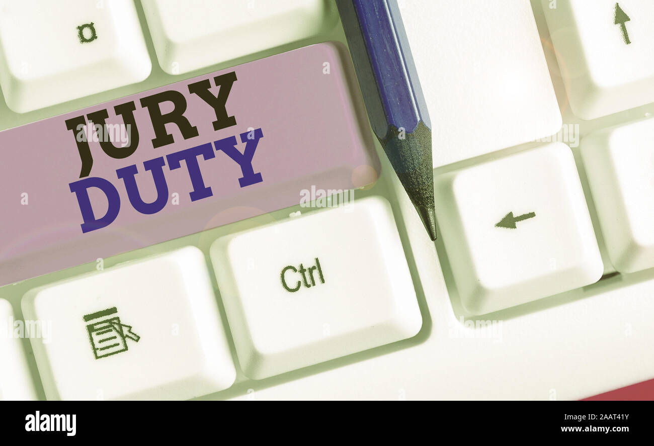 Handwriting text writing Jury Duty. Conceptual photo obligation or a ...