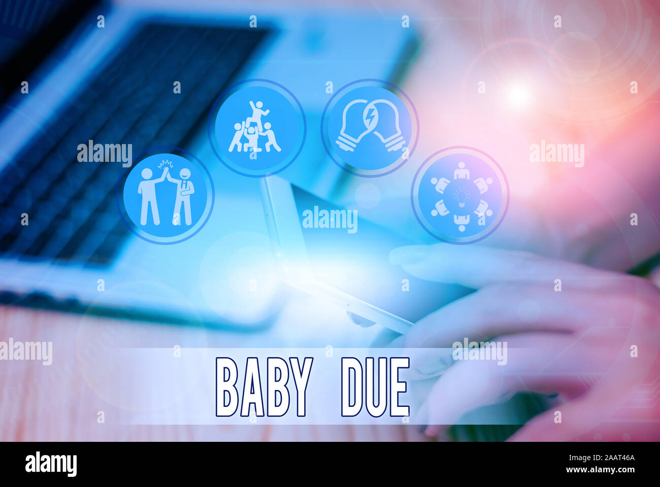 Handwriting text writing Baby Due. Conceptual photo about to born Under ...