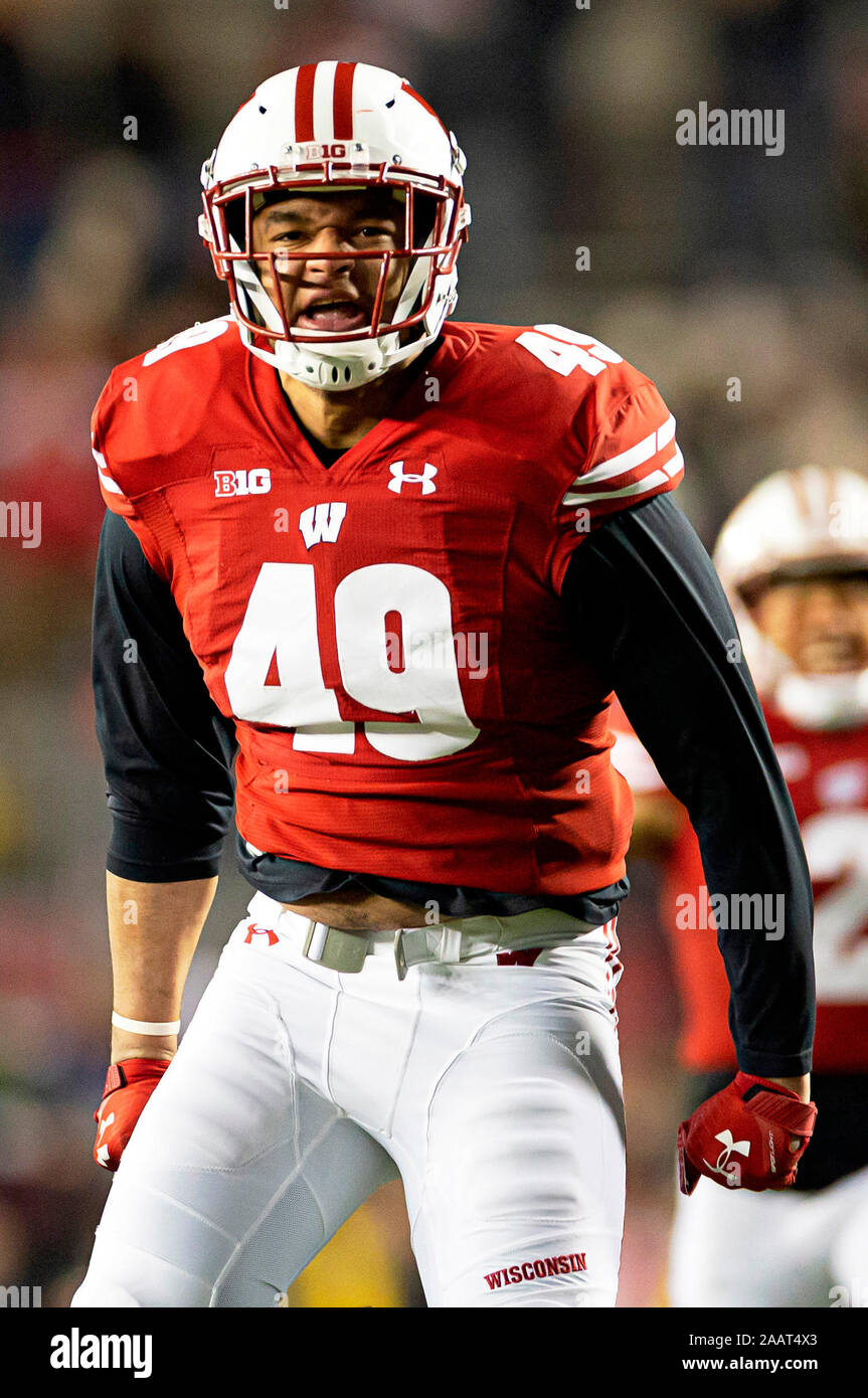Madison, WI, USA. 23rd Nov, 2019. Wisconsin Badgers linebacker ...