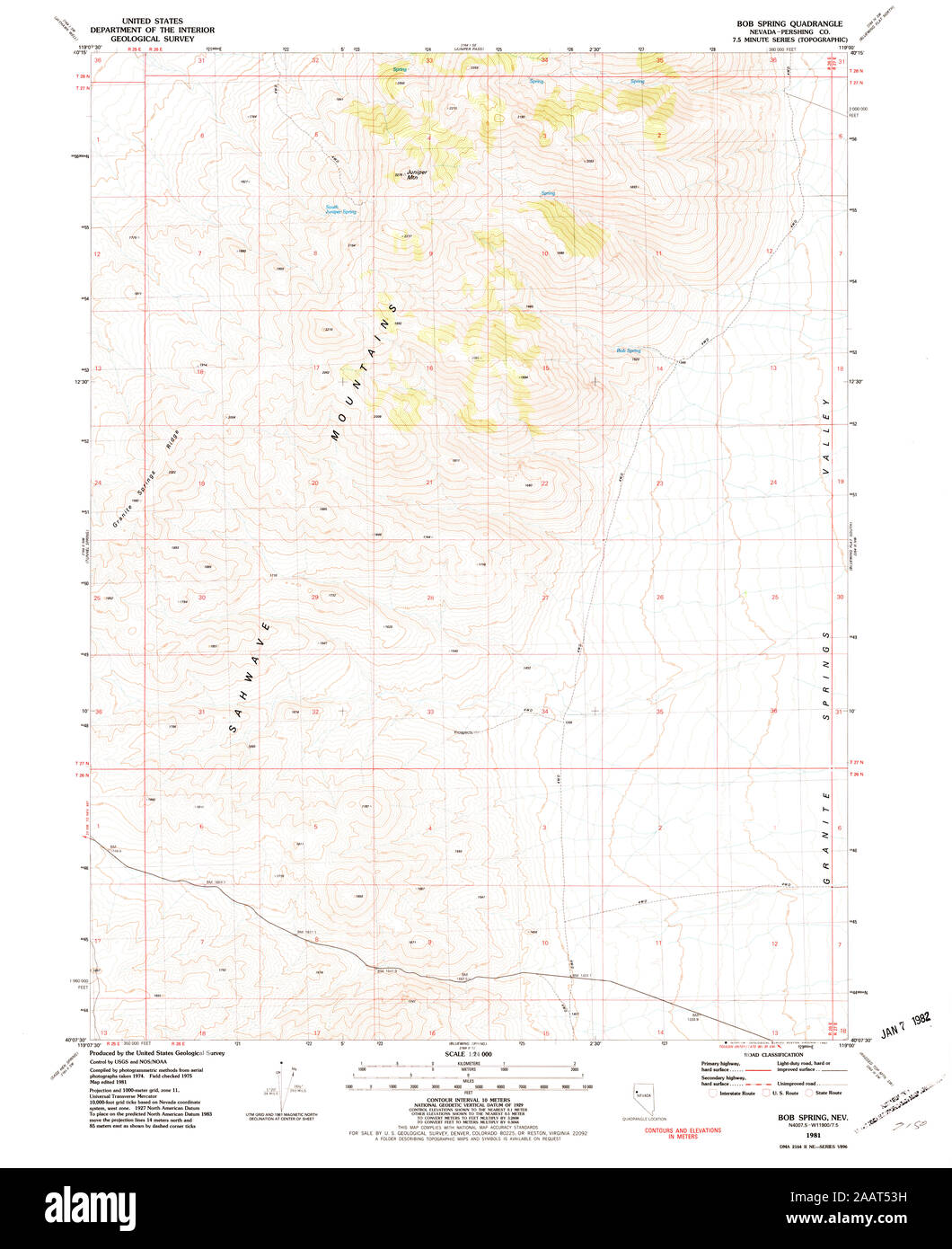 USGS TOPO Map Nevada NV Bob Spring 318175 1981 24000 Restoration Stock ...
