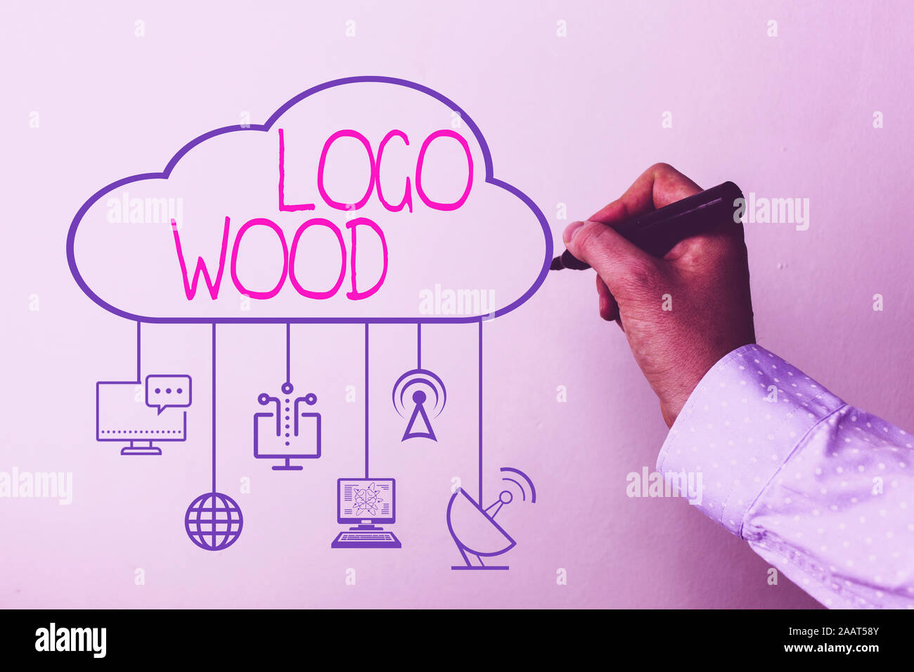 Handwriting text Logo Wood. Conceptual photo Recognizable design or ...