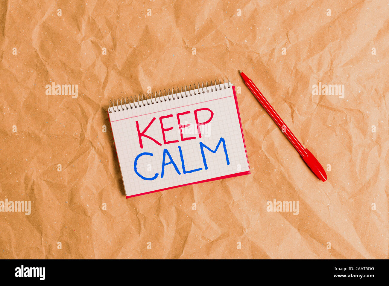 Writing note showing Keep Calm. Business concept for not get ...