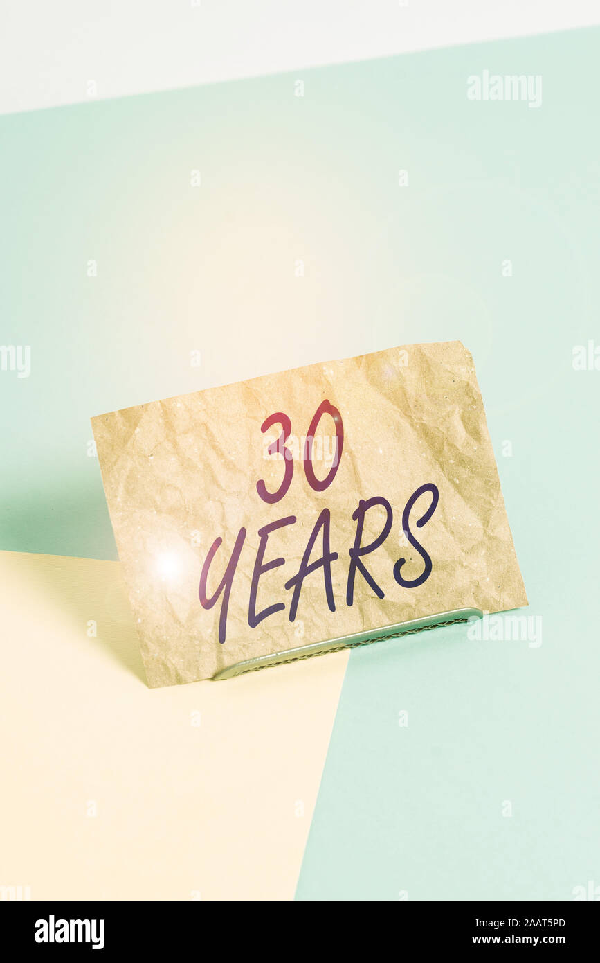 Word writing text 30 Years. Business photo showcasing Remembering or ...