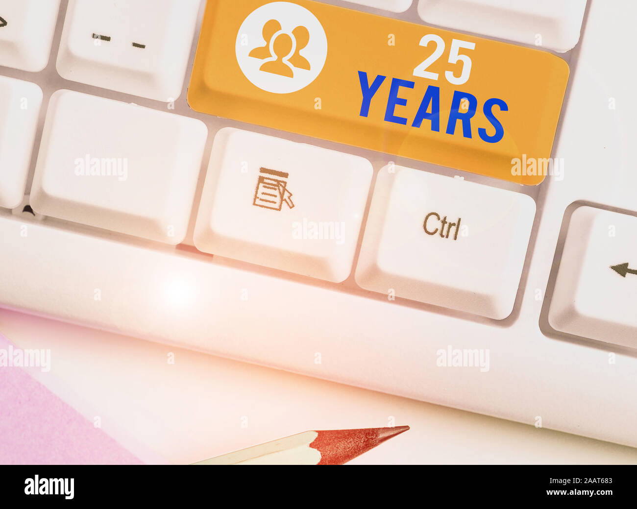 Writing note showing 25 Years. Business concept for Remembering or ...