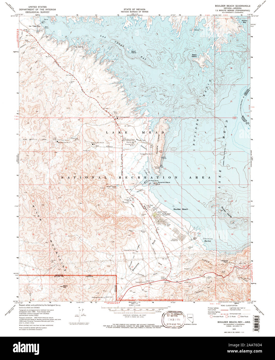USGS TOPO Map Nevada NV Boulder Beach 318201 1970 24000 Restoration ...