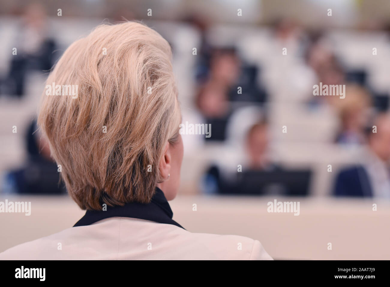 Business woman speaking at Conference. Woman as leader. Audience at the ...