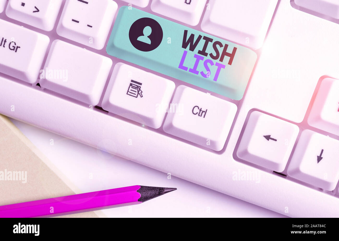 Writing note showing Wish List. Business concept for List of desired ...