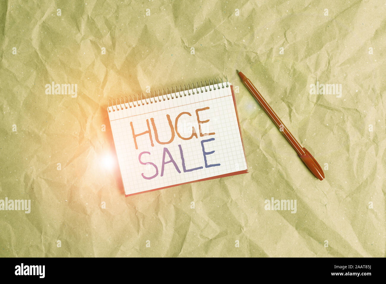 Writing note showing Huge Sale. Business concept for putting products ...