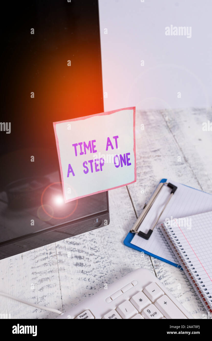 Handwriting text Time At A Step One. Conceptual photo Slowly but Surely ...