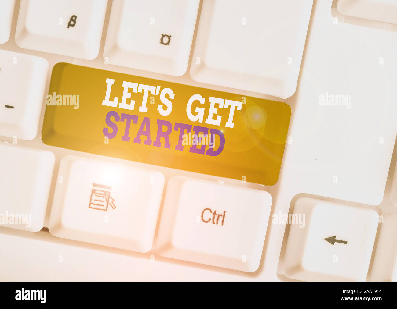 Word writing text Let S Get Started. Business photo showcasing To begin doing or working on ...